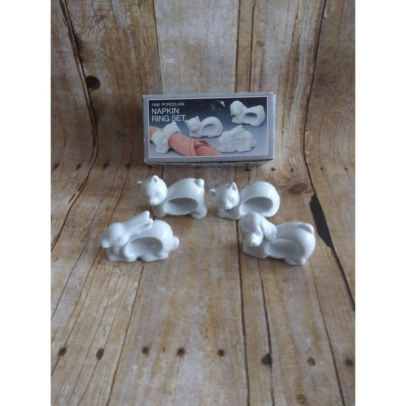nobrand | Dining | Vintage Cat Dog Rabbit Bear Animal Napkin Holder ...